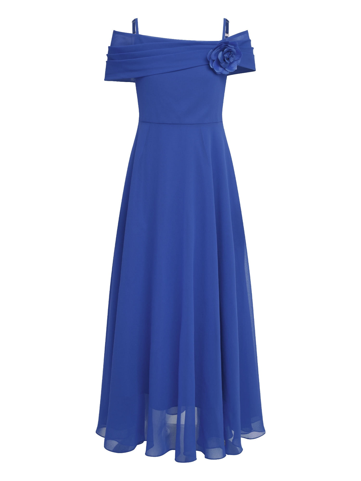 Mufeng Kids Girls Elegant Off Shoulder Flower Dress Chiffon A-line Long ...
