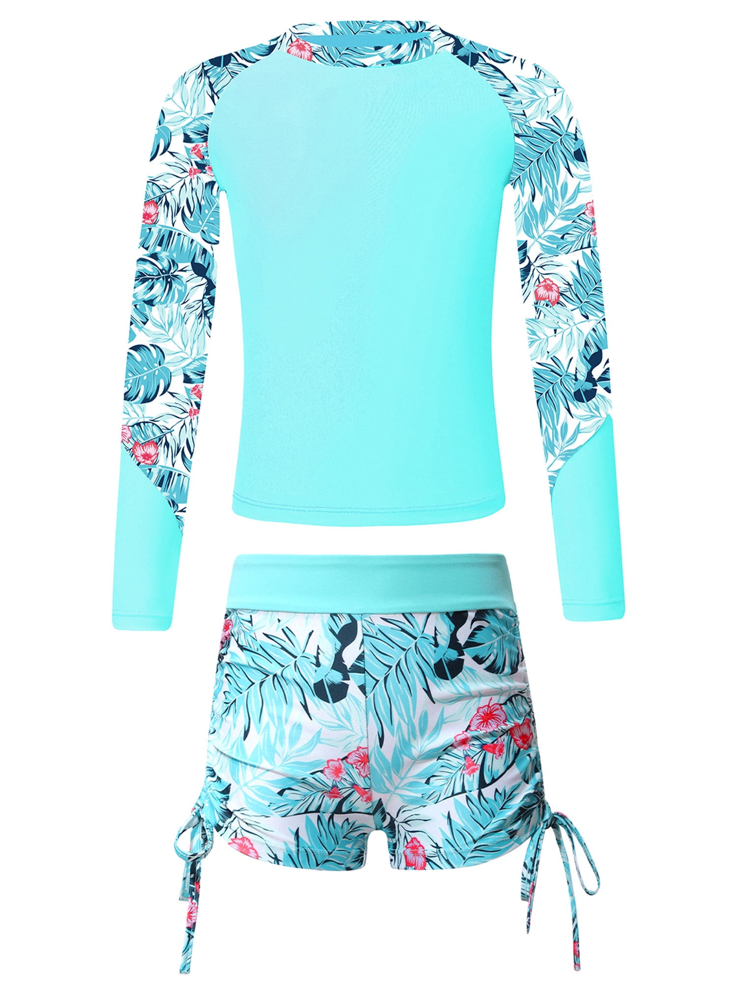 Mufeng Kids Girls Rash Guard Set Sun Protective Long Sleeve Zipper Swim ...