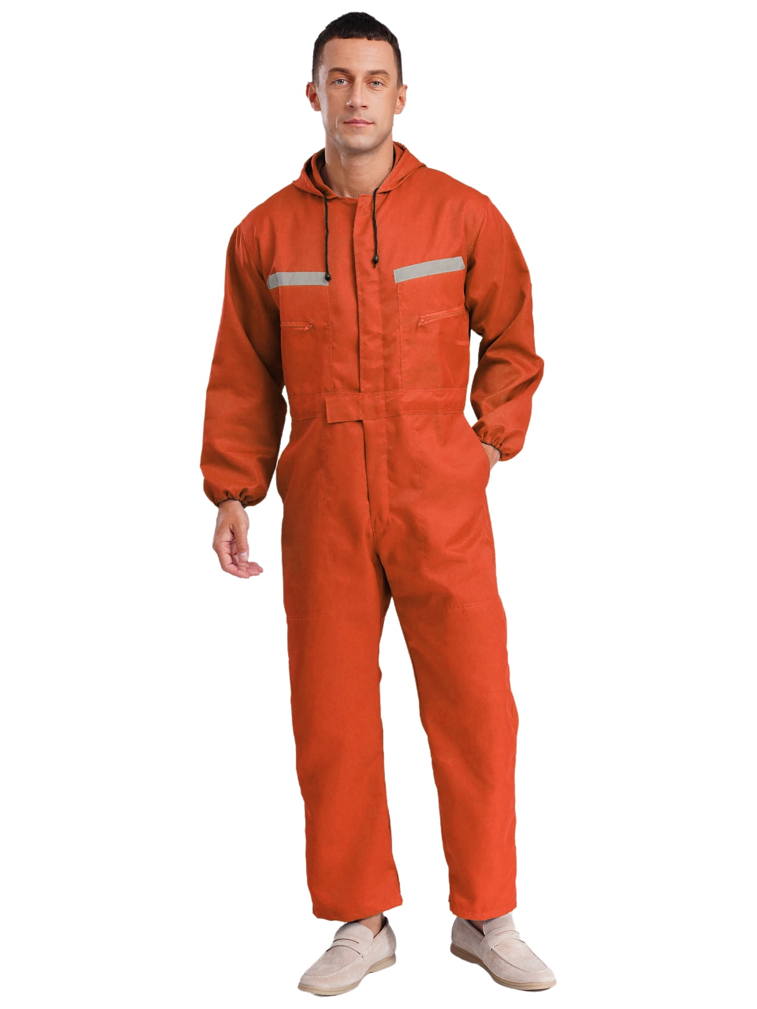 Mufeng Men's Work Overalls Long Sleeves Hooded Coveralls One Piece ...