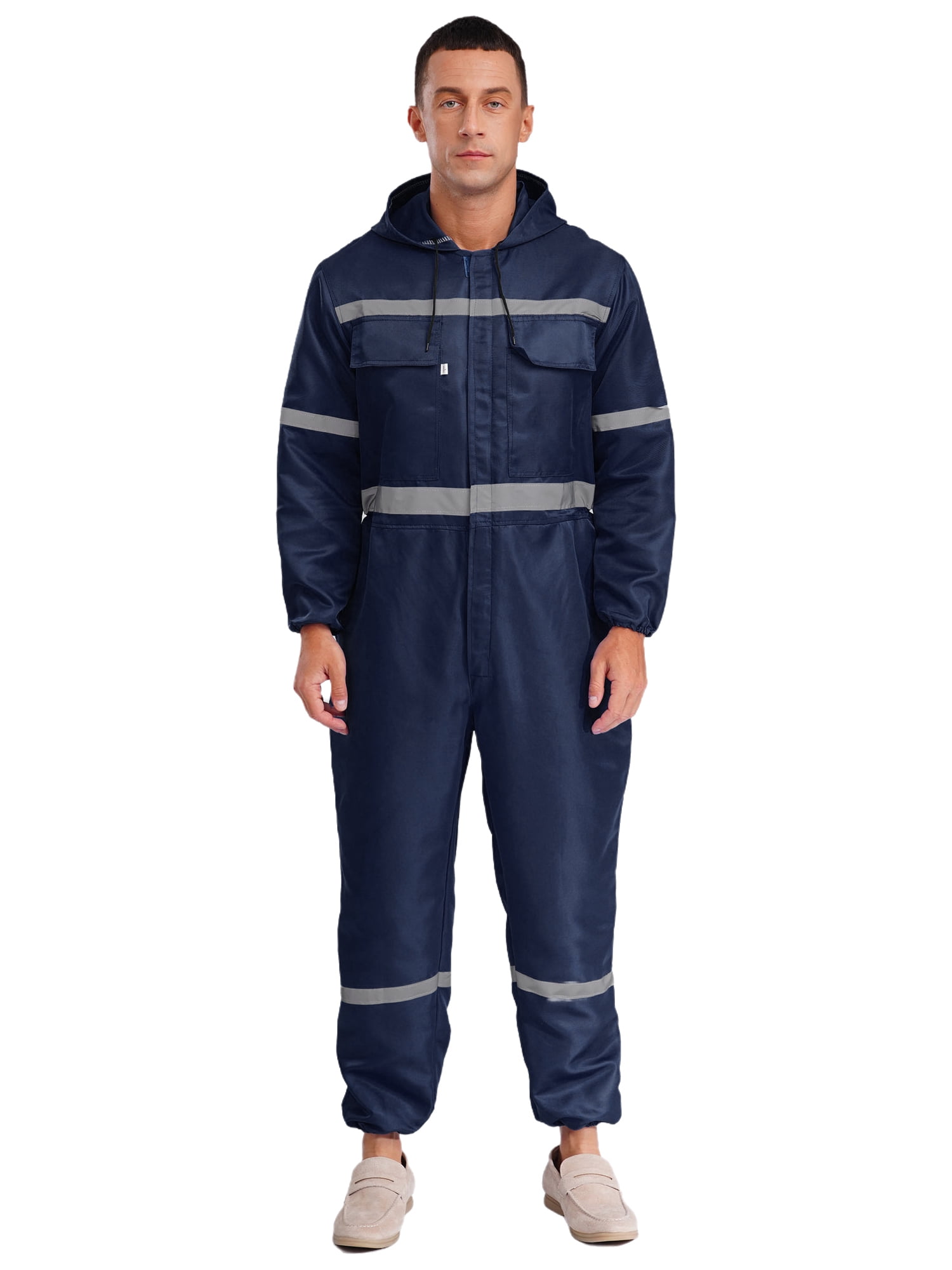Mufeng Men's Work Overalls One Piece Hooded Mechanics Workwear Jumpsuit ...