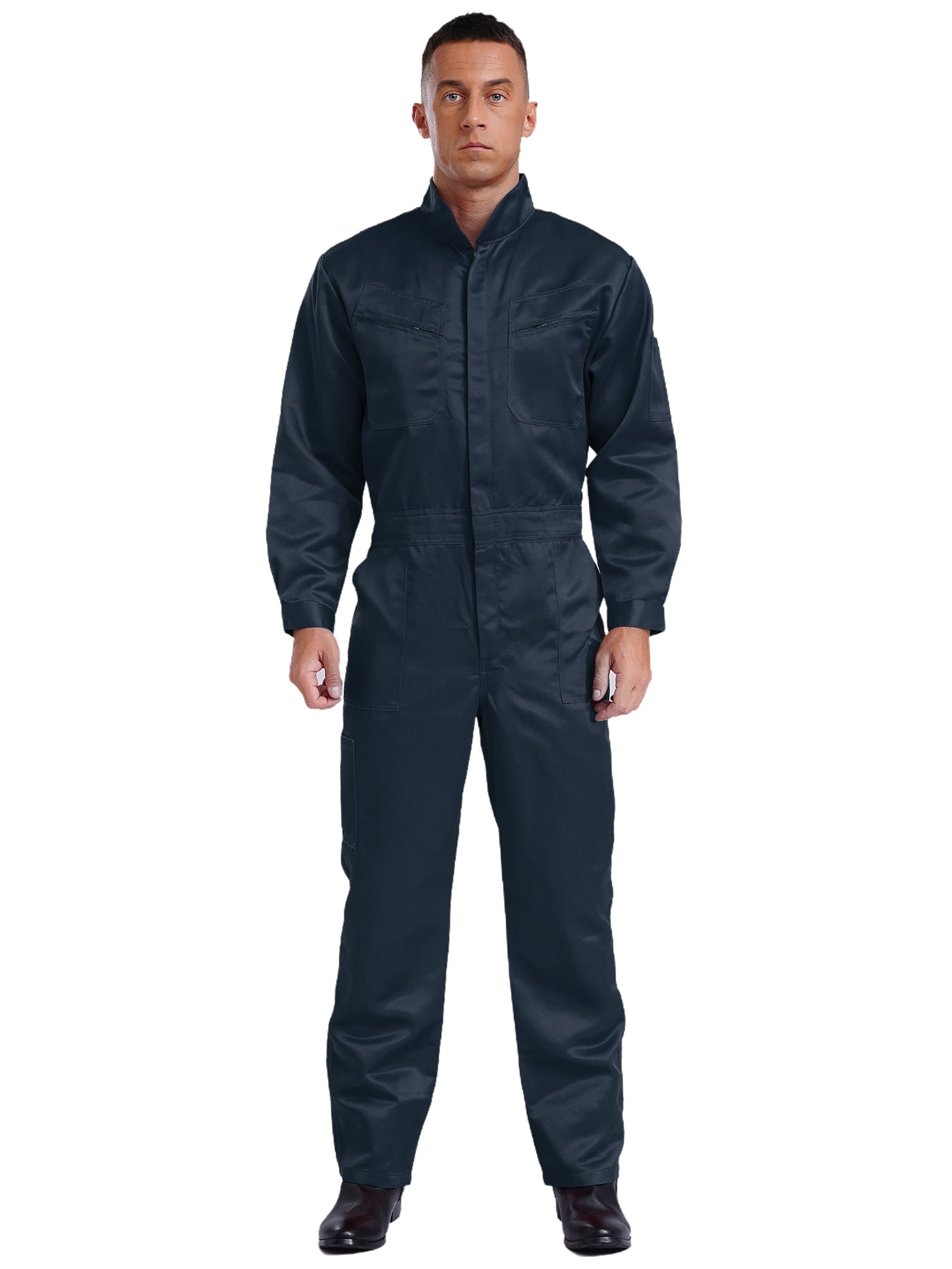 Mufeng Mens 100% Cotton Work Jumpsuit Long Sleeve Zip Up Coveralls ...