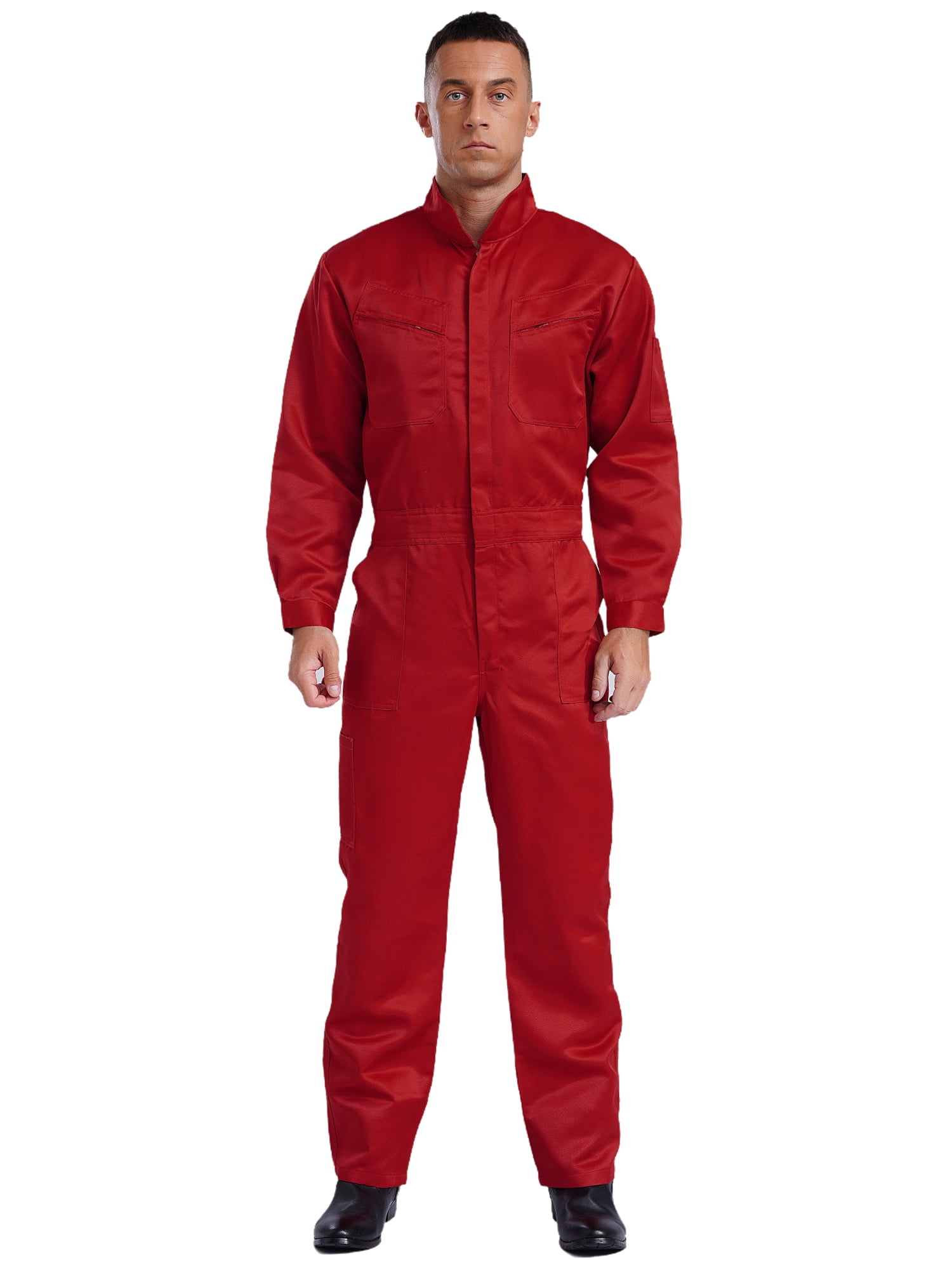 Mufeng Mens 100% Cotton Work Jumpsuit Long Sleeve Zip Up Coveralls ...