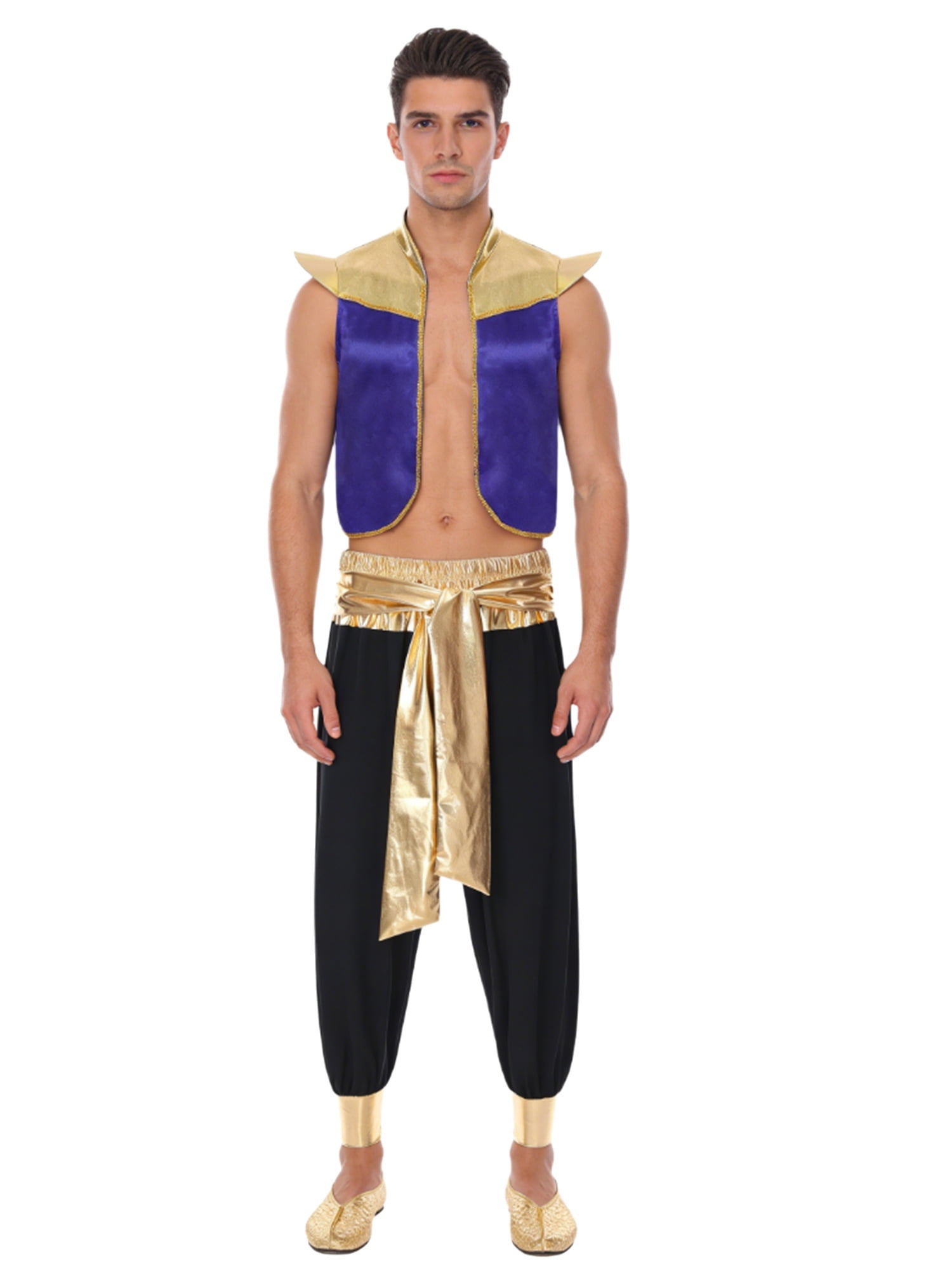 Mufeng Mens Street Rat Outfits Adult 2Pcs Arabian Prince Pretend Play ...