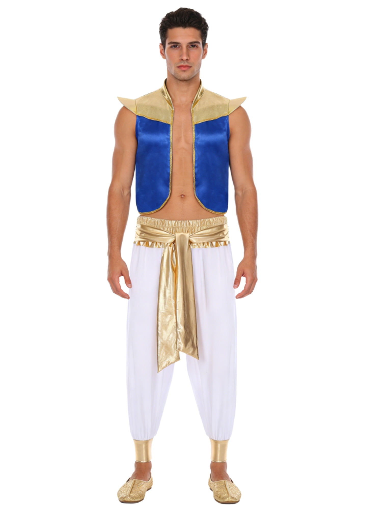 Mufeng Mens Street Rat Outfits Adult 2Pcs Arabian Prince Pretend Play ...