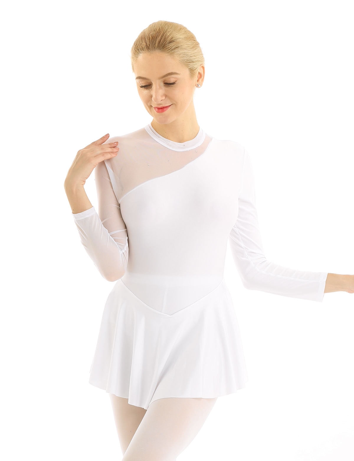 Mufeng Woman Adult Figure Ice Staking Dress Skirt Costume Mesh Long ...