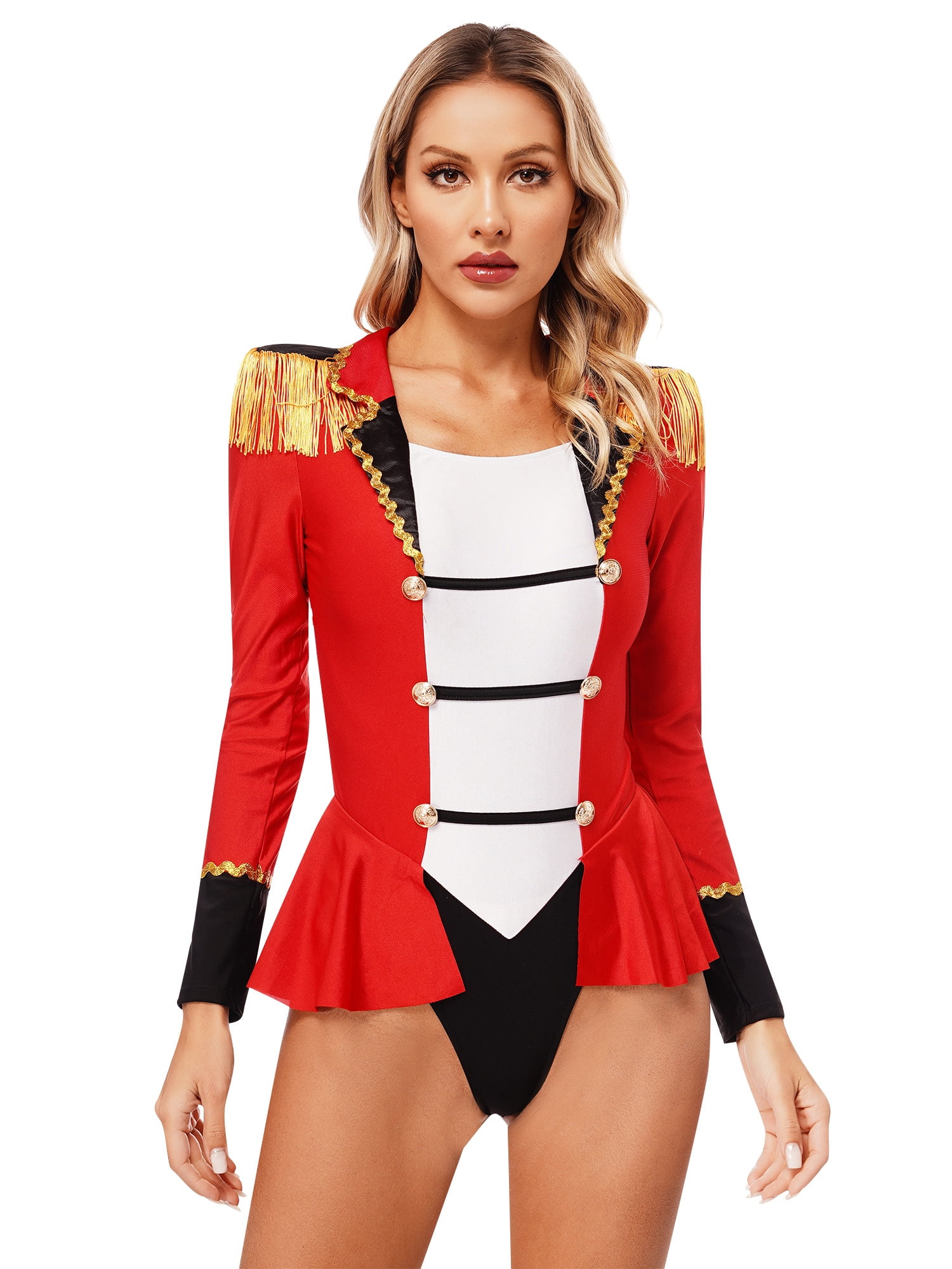 Mufeng Women Adults Circus Ringmaster Outfits Bodysuit Halloween ...
