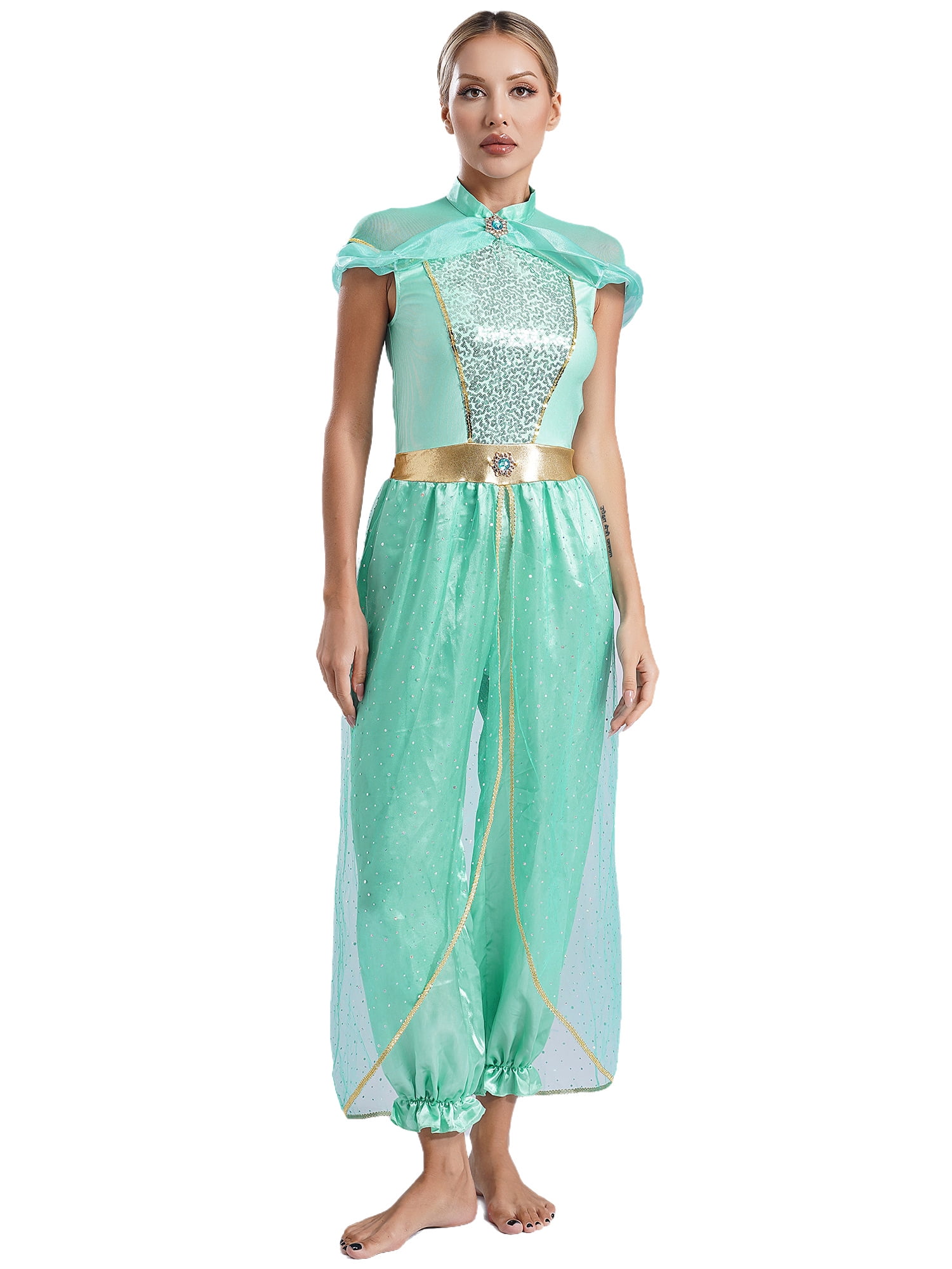 Mufeng Women Arabian Princess Cosplay Costume Mock One Piece Belly ...