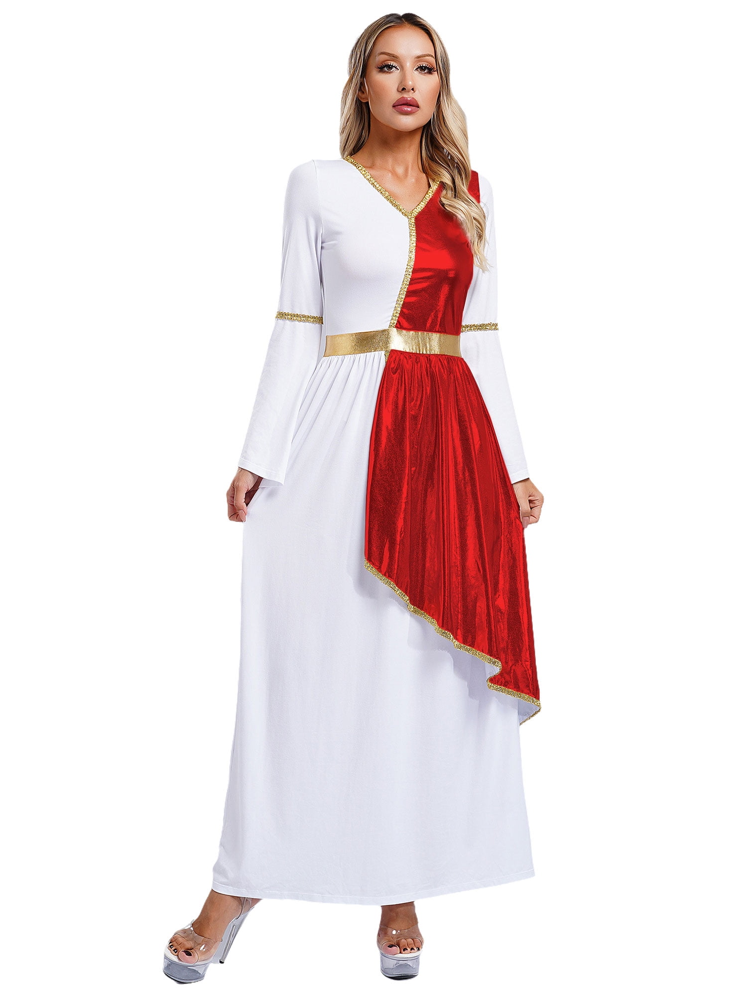 Mufeng Womens Ancient Toga Dress Roman Queen Greek Beauty Cosplay V ...
