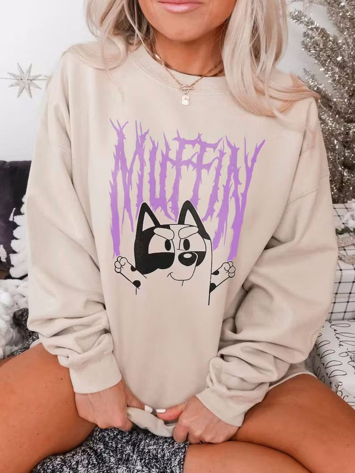 Muffin Bluey Sweatshirt, Blue Dog Shirt, Bluey Family Sweater, Sand ...