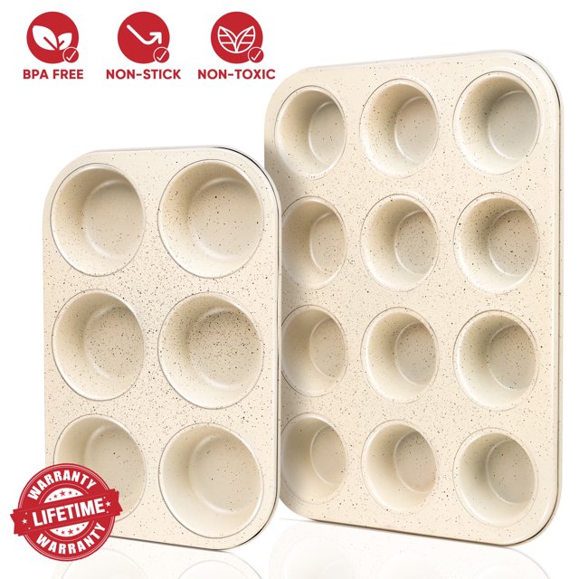 Muffin Cupcake Baking Pan, 12 Cup Standard, 6 Cup Jumbo/Large, Carbon ...