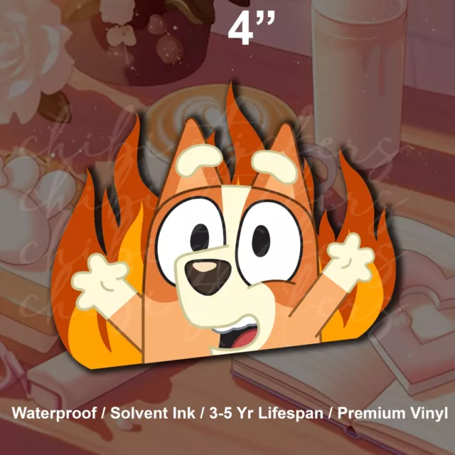 Muffin Dog Bluey Flame Angry Dog Bingo Sticker Vinyl Sticker Decal Car ...