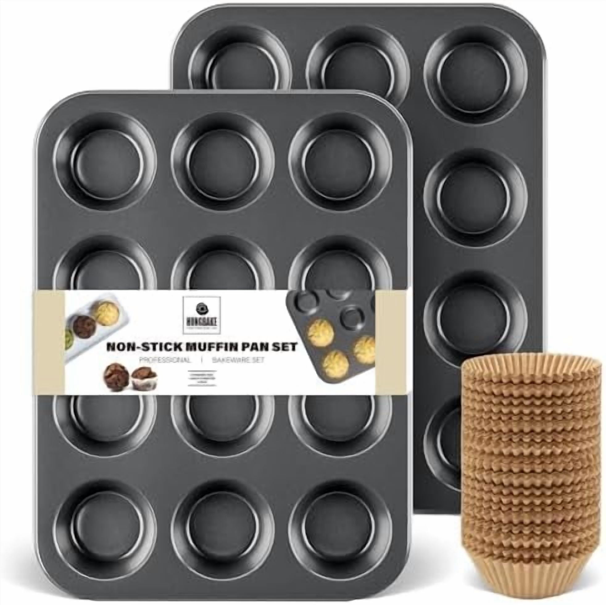 Muffin Pan with 500 Cupcake Liners, Nonstick Cup Cake Tin for Baking ...