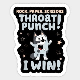 Muffin Rock Paper Scissors Throat Punch Blue Tan Heeler T-Shirt Sticker ...
