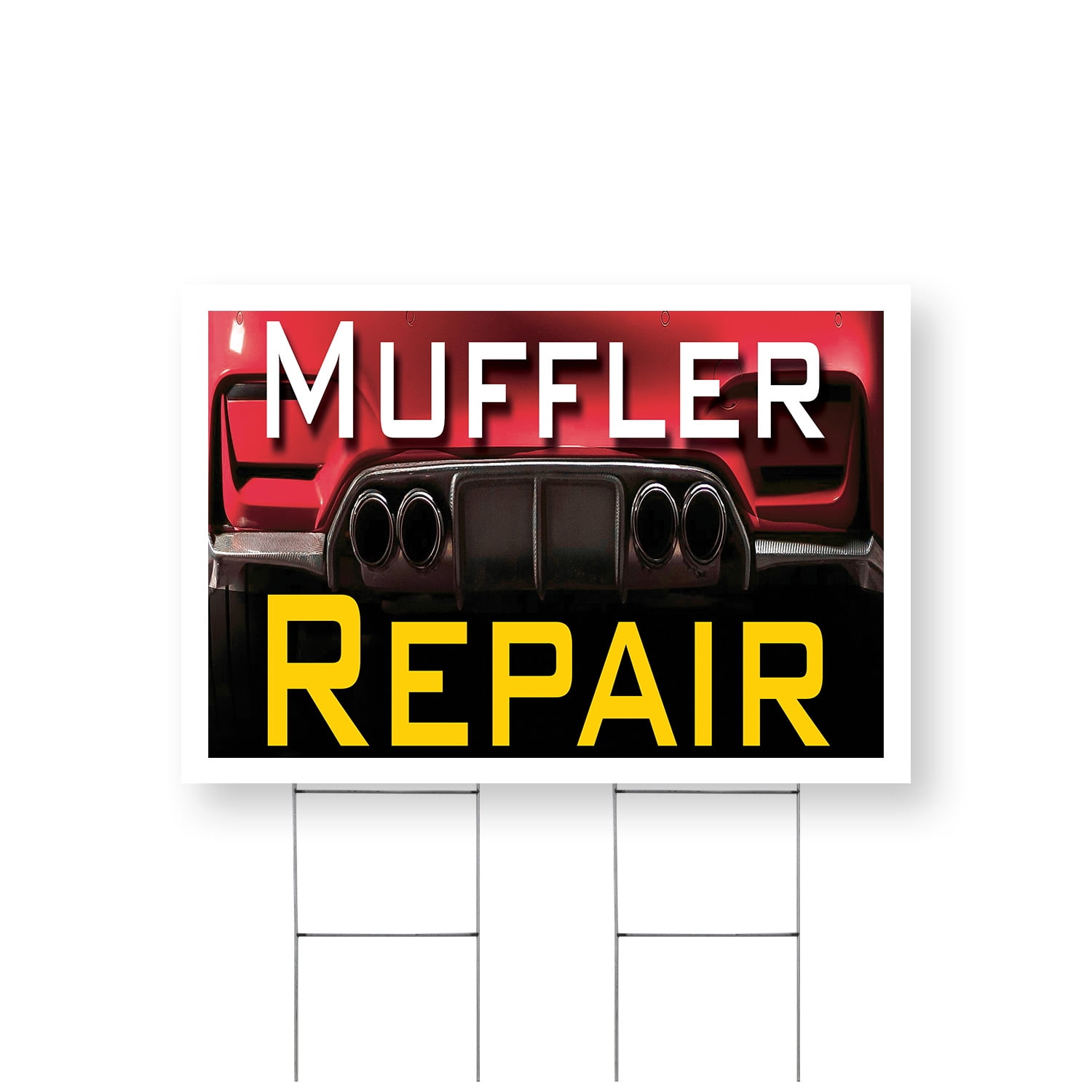 Muffler Repair Yard Sign 24 Inch x 36 Inch Double Sided Weatherproof ...