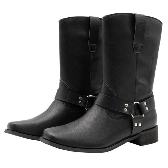 Muftimufti Black Cowboy Boots, Buckle Design, Imitation Leather, Large ...