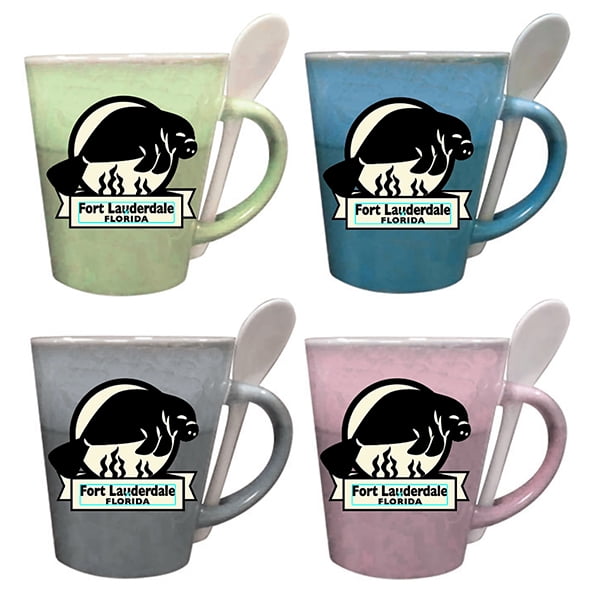 Mug 13oz Latte Spoon Manatee crest Ft Lauderdale - Walmart.com