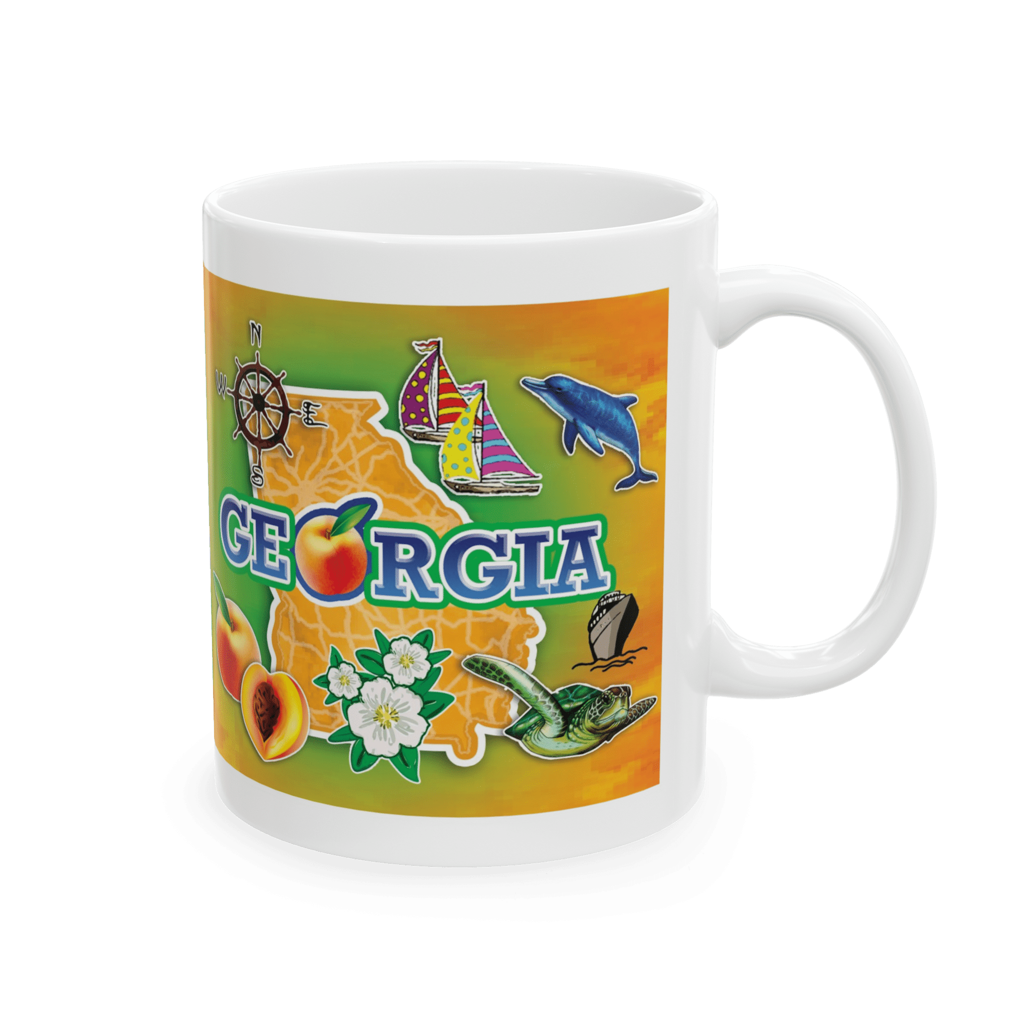 Mug Ceramic Cup Double-sided Design 11oz Ceramic Coffee Mug Map of ...