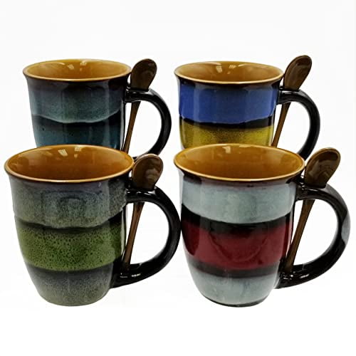Mug Creative Glazed Ceramic Coffee Mugs Set of 4, Unique Ceramic Coffee ...