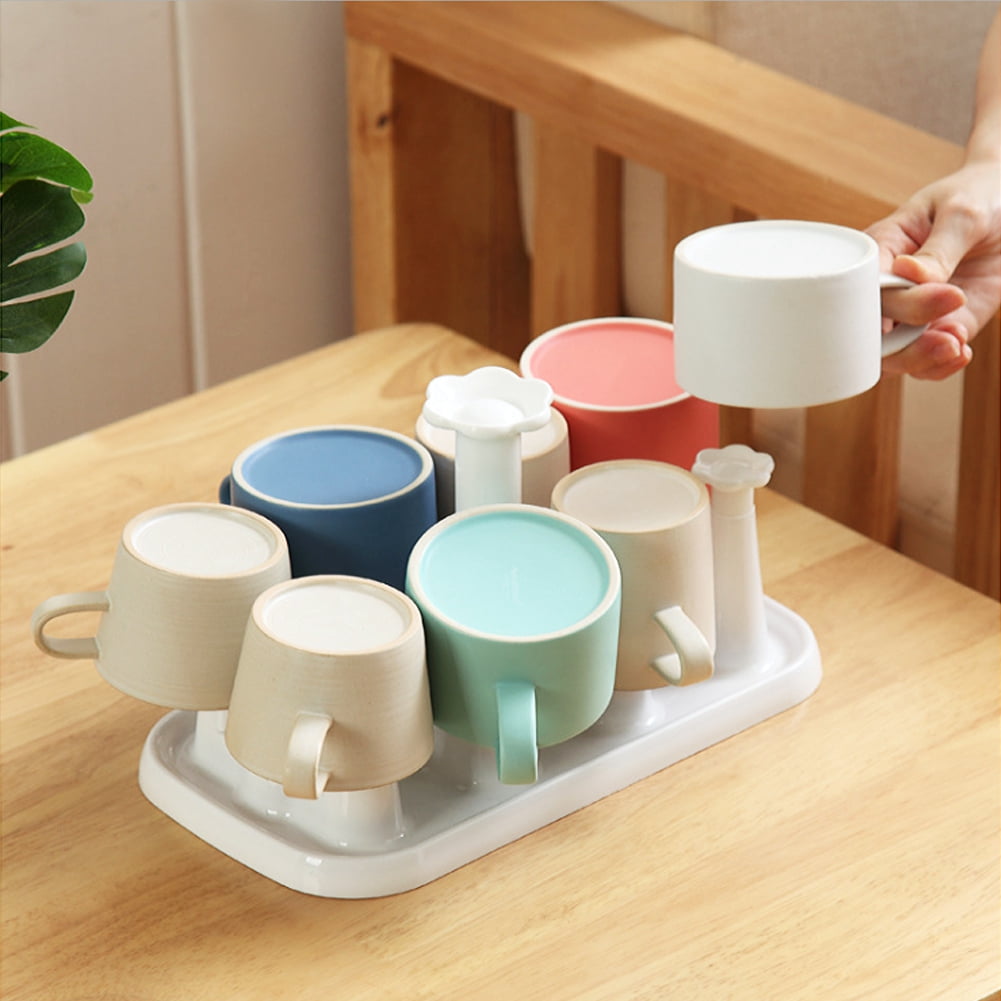 Mug Cup Holder Drying Rack Stand Water Drain Dry Organizer for 8 Cups ...