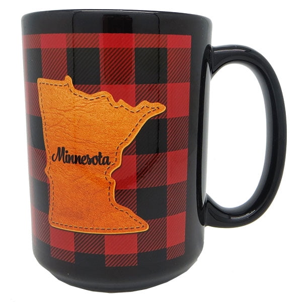 Mug Dye Sub 15oz Black Red and Black Plaid Design Minnesota - Walmart.com