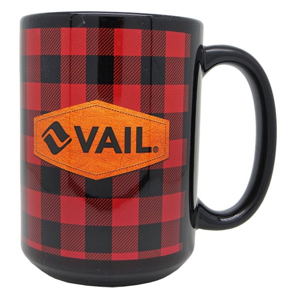 Mug Dye Sub 15oz Black Red and Black Plaid for Vail Vail Colorado ...