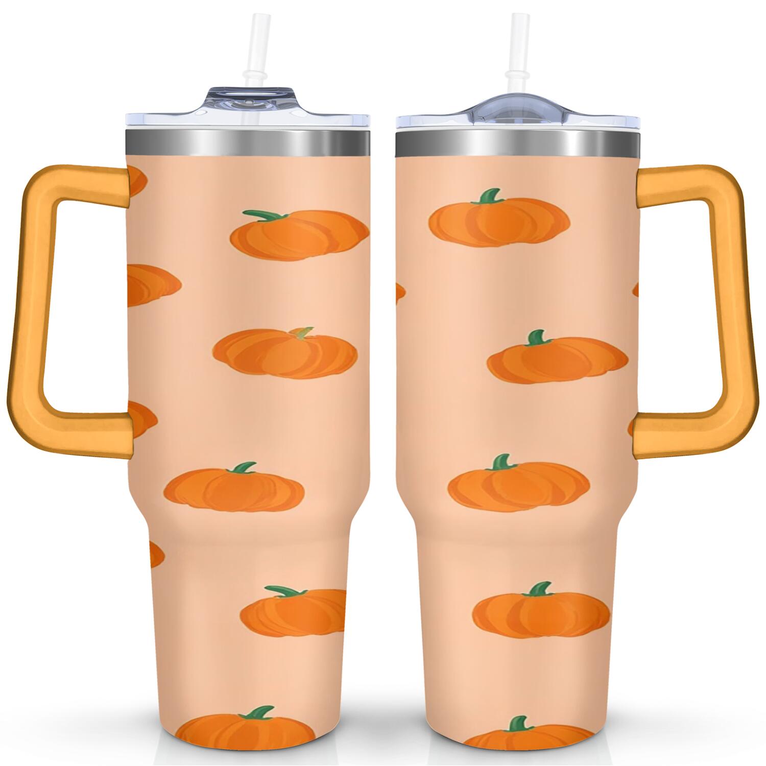 Mug with Handle and Straws 40 oz Vacuum Insulated Abstract Modern Oil ...