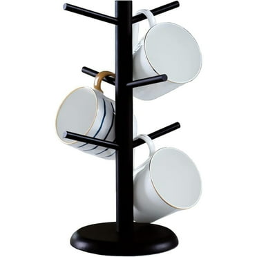 Black Coffee Mug Tree Bamboo Mug Holder Coffee Cup Stand Mug Holders ...