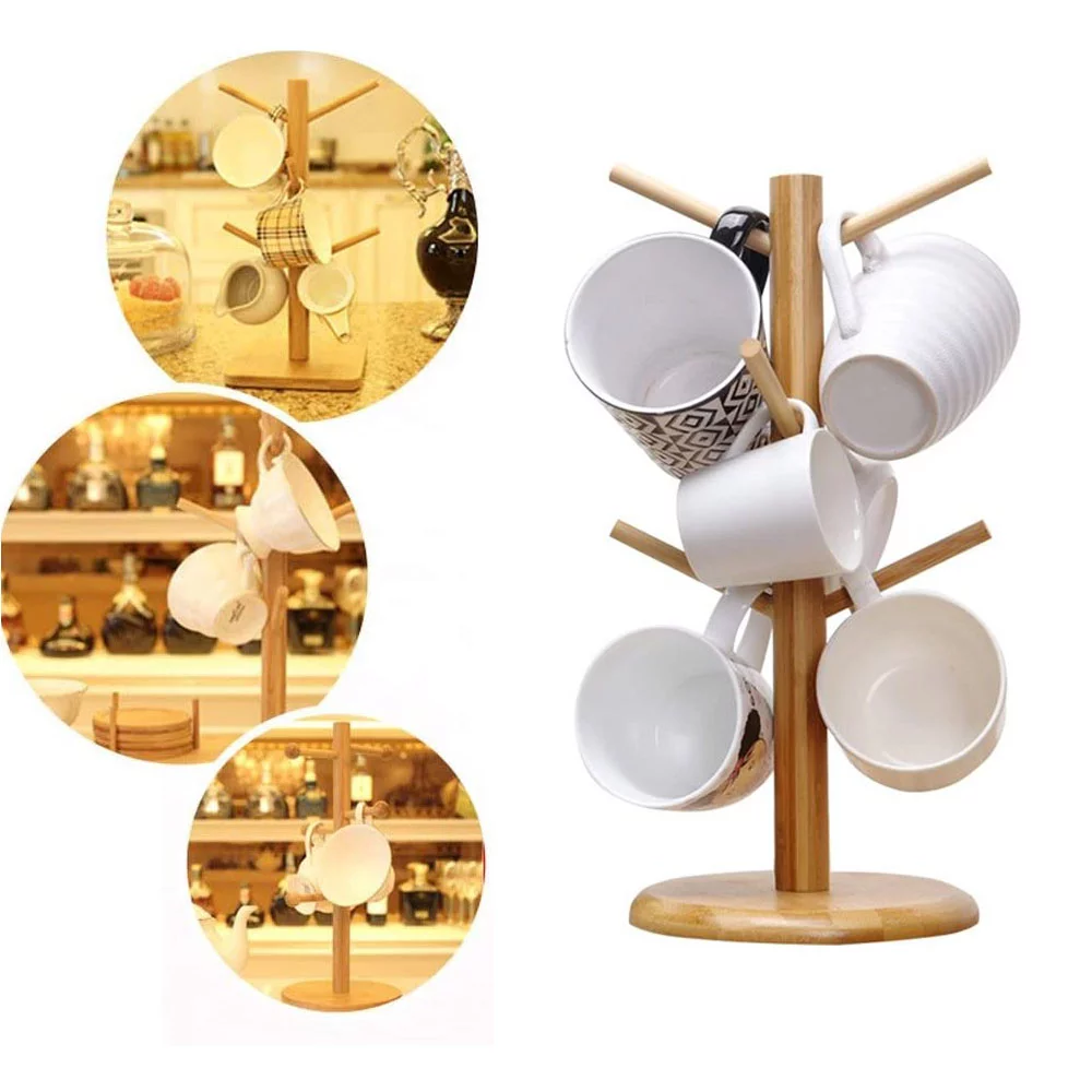 Mug Holder Tree Bamboo Hanging Display Coffee Tea Glass Cup Holder ...