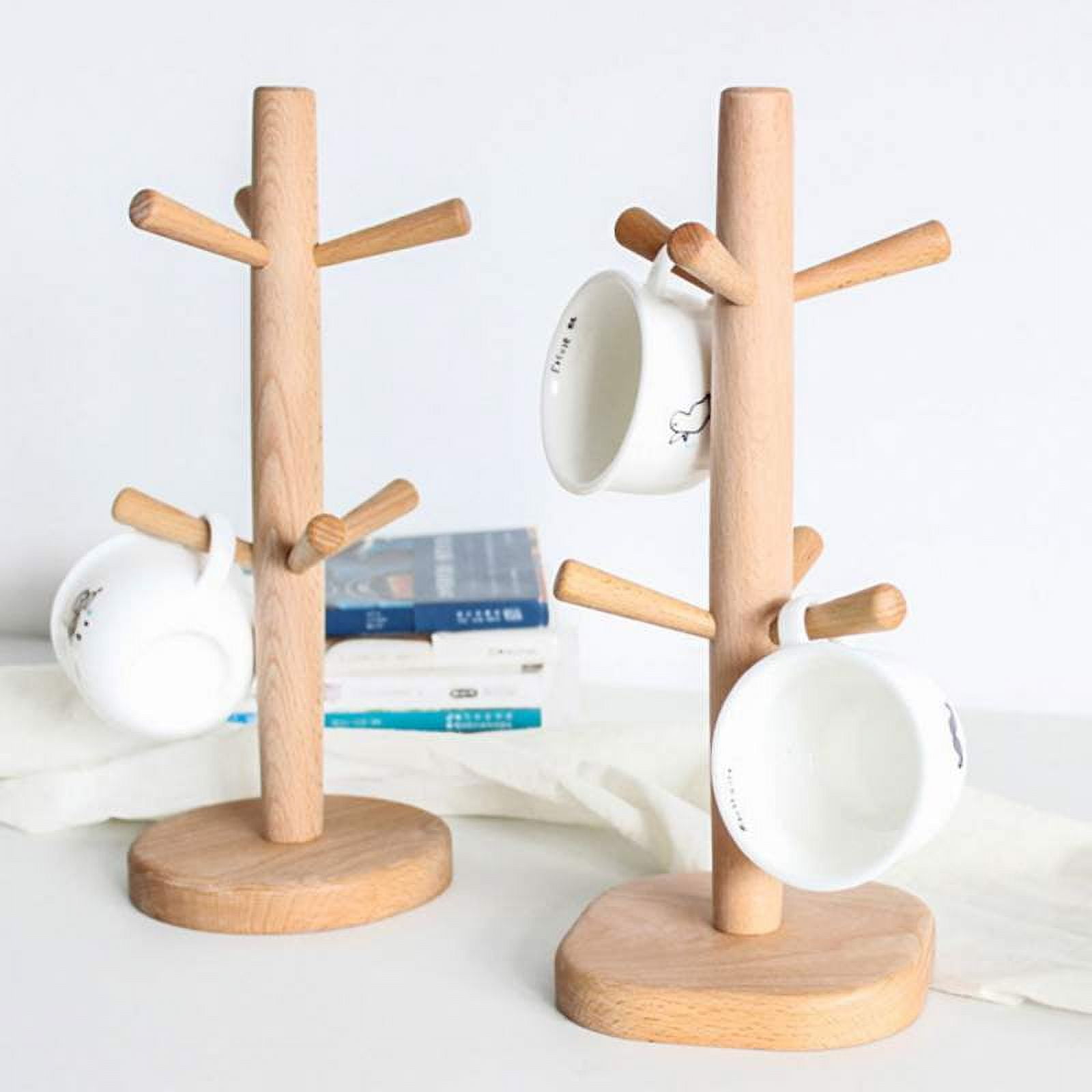 Mug Holder Tree Bamboo Mug Rack with 6 Hooks Coffee Cup Bracket Rack ...