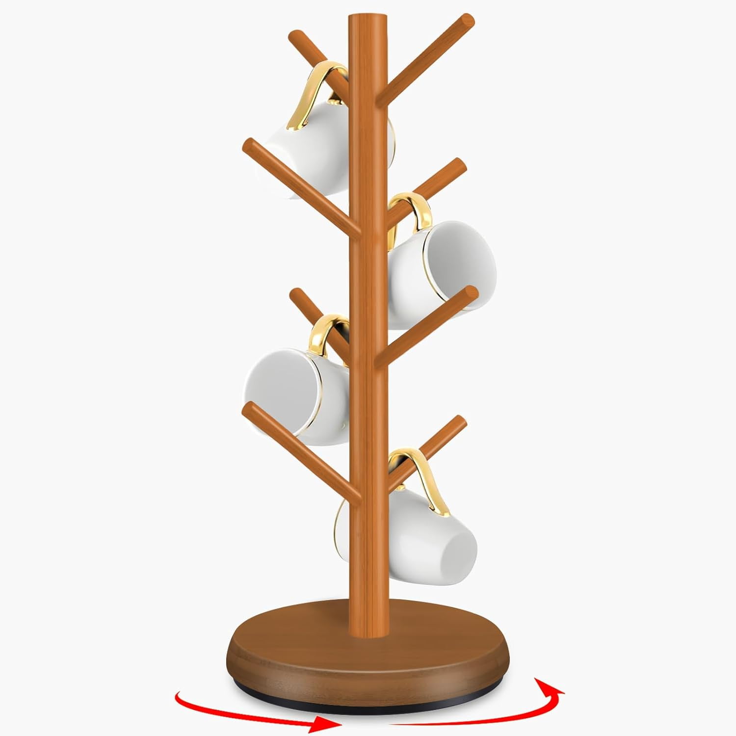 Mug Holder Tree,New Upgraded 360° Rotated 8 Hooks Coffee Cup Holder for ...