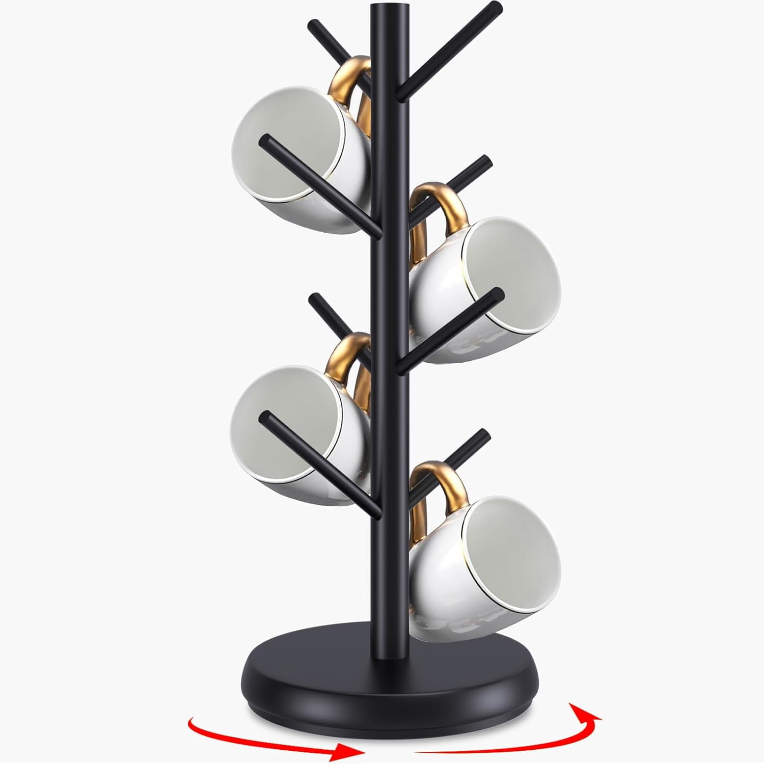 Mug Holder Tree,New Upgraded 360° Rotated 8 Hooks Coffee Cup Holder for ...