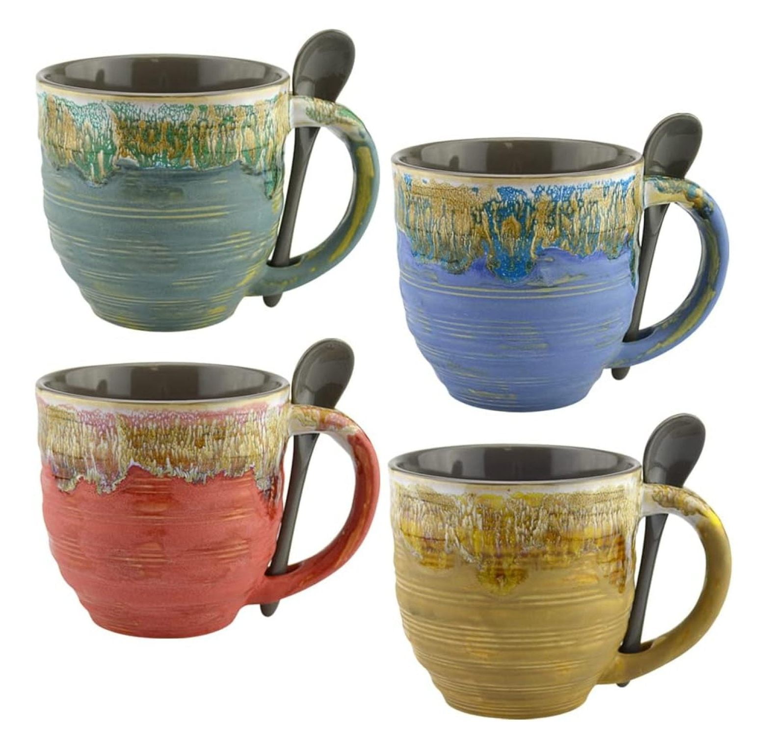 Mug Large Coffee Mugs Unique Glazed Ceramic Coffee Cups Set of 4, Great ...