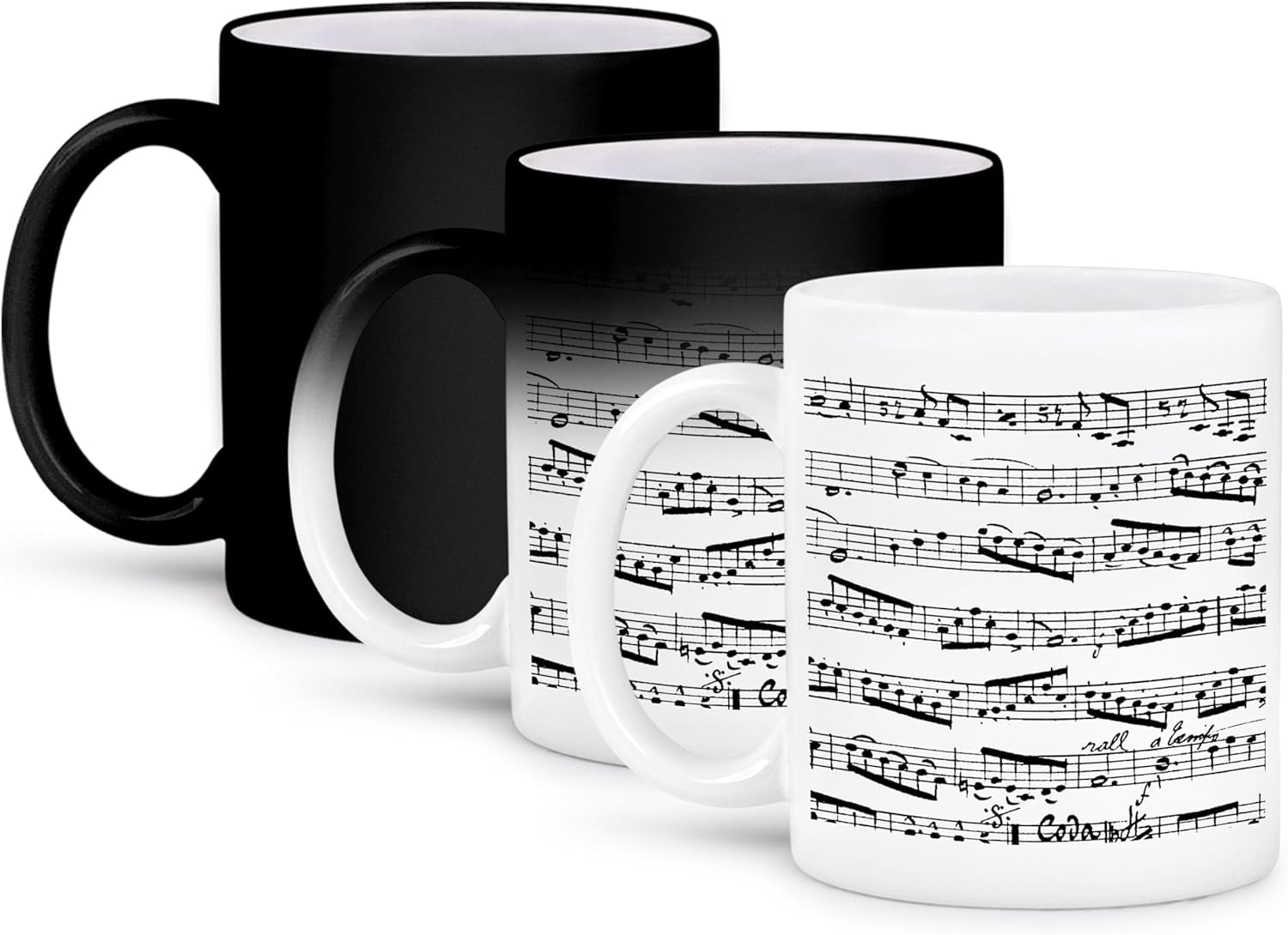 Mug Music Notes pattern - Black and white piano sheet musical notation ...