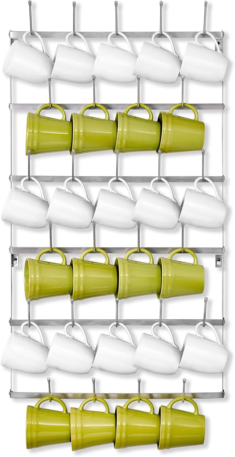 : Mug Rack for Wall - Large Rustic Coffee Mug Holder Wall Mount with 27 ...