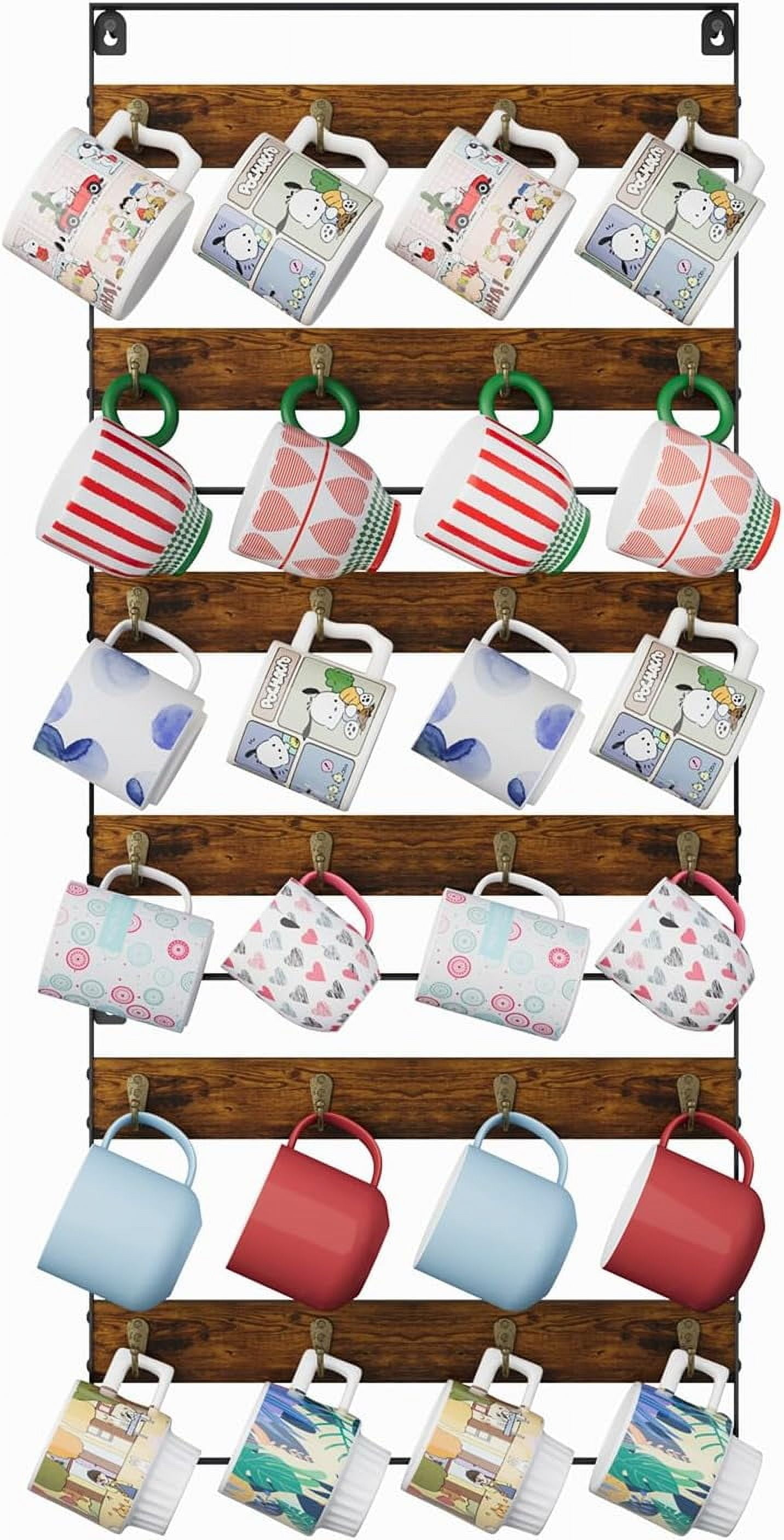 Mug Racks for Wall, Coffee Mug Holder Wall Mount Up to Hold 24 Mugs ...