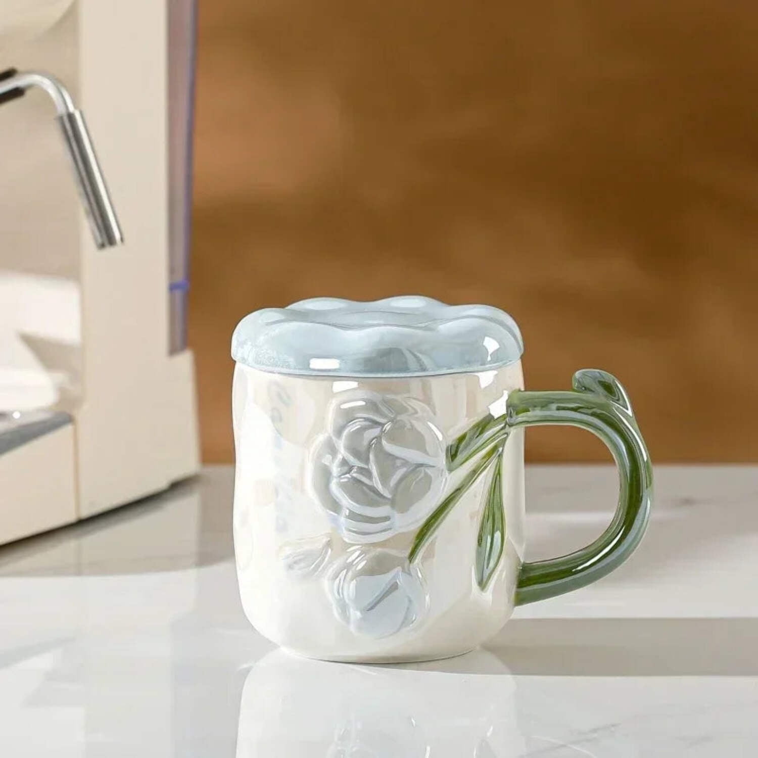 Mug Relief Rose Flower Coffee Milk Cup Tea Cup Ins Style Hand-painted ...