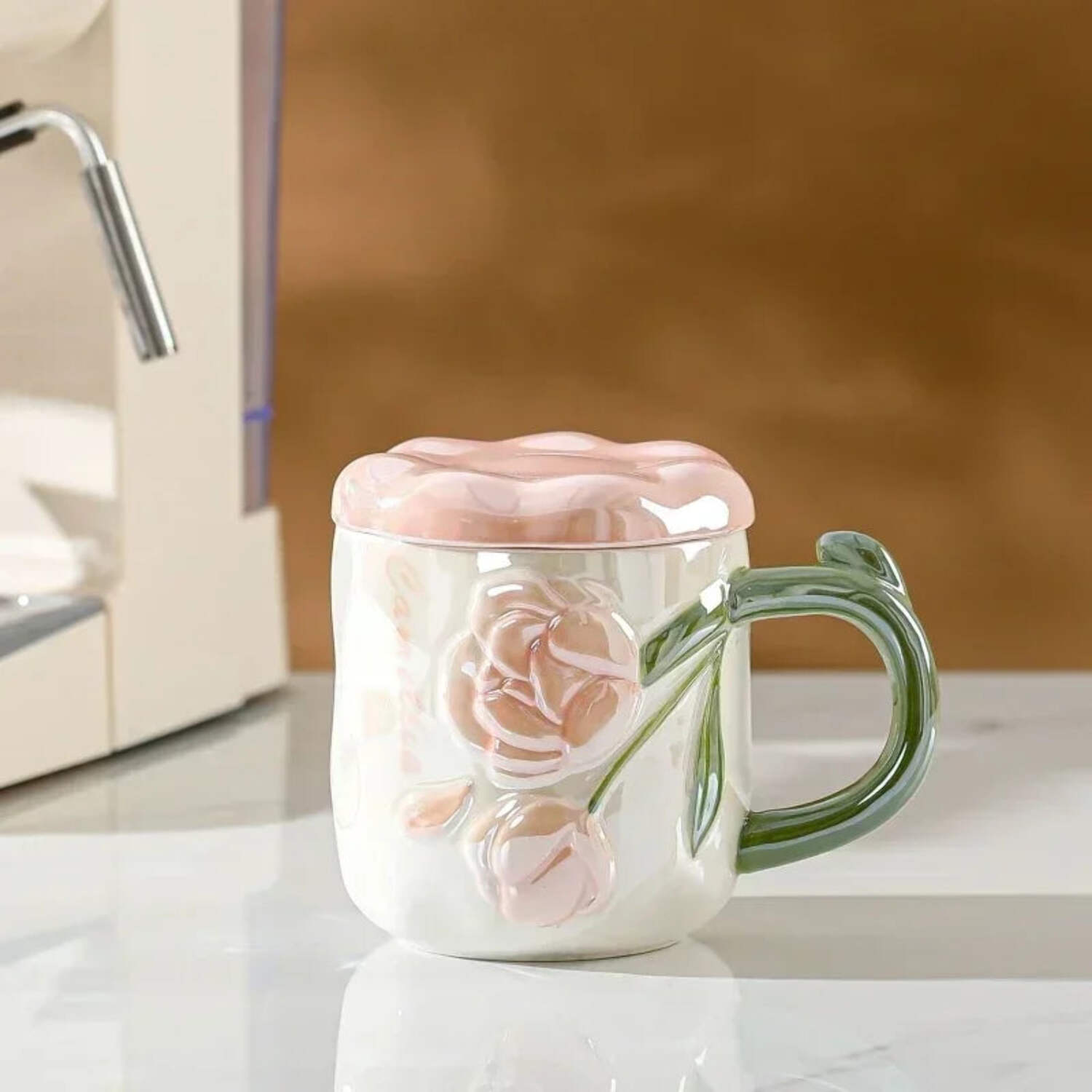 Mug Relief Rose Flower Coffee Milk Cup Tea Cup Ins Style Hand-painted ...