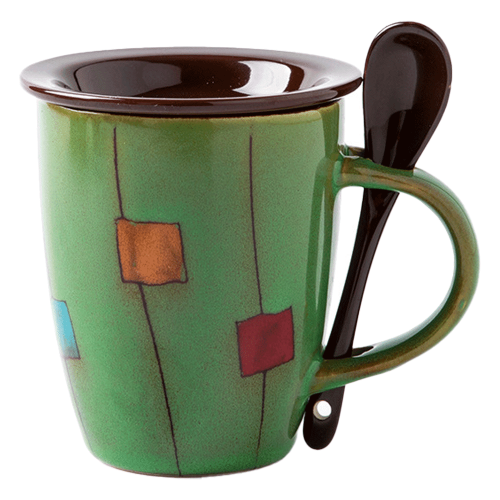 Mug/spoon set, Ceramic, 350ml, Multicolor - Walmart.com