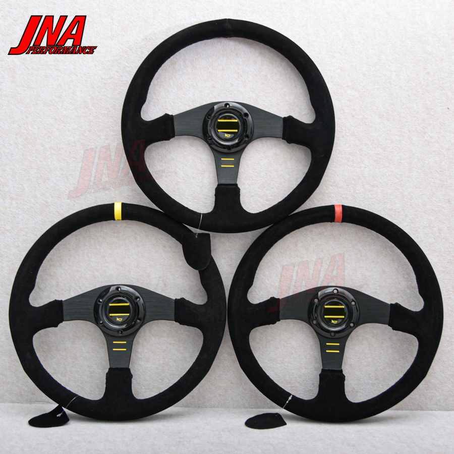 Mugen Steering Wheel Suede Leather JDM Sim Racing Gaming Steering Wheel ...