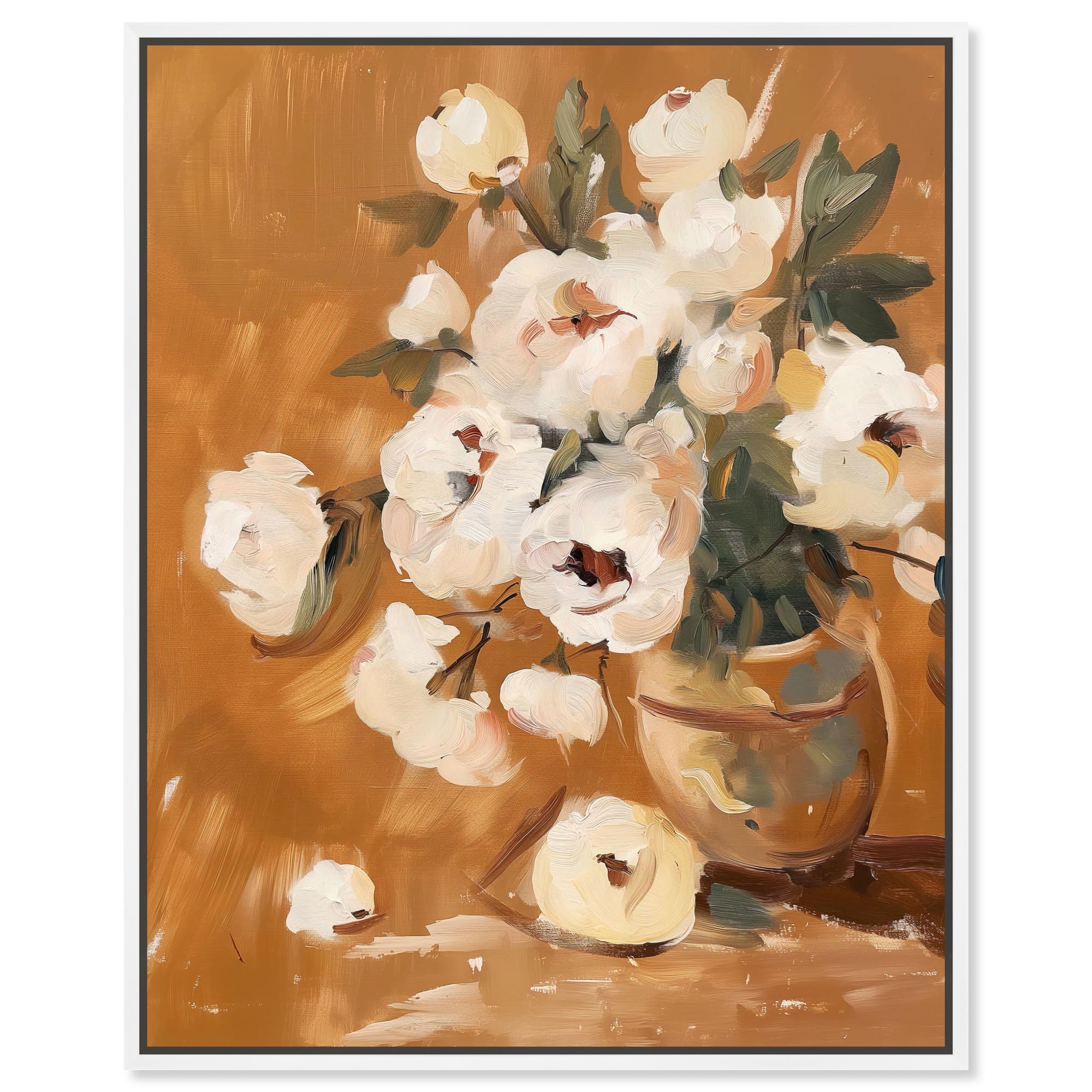 Mugged with Nature Canvas Fall Flowers by Art Remedy, White Frame, 20 ...