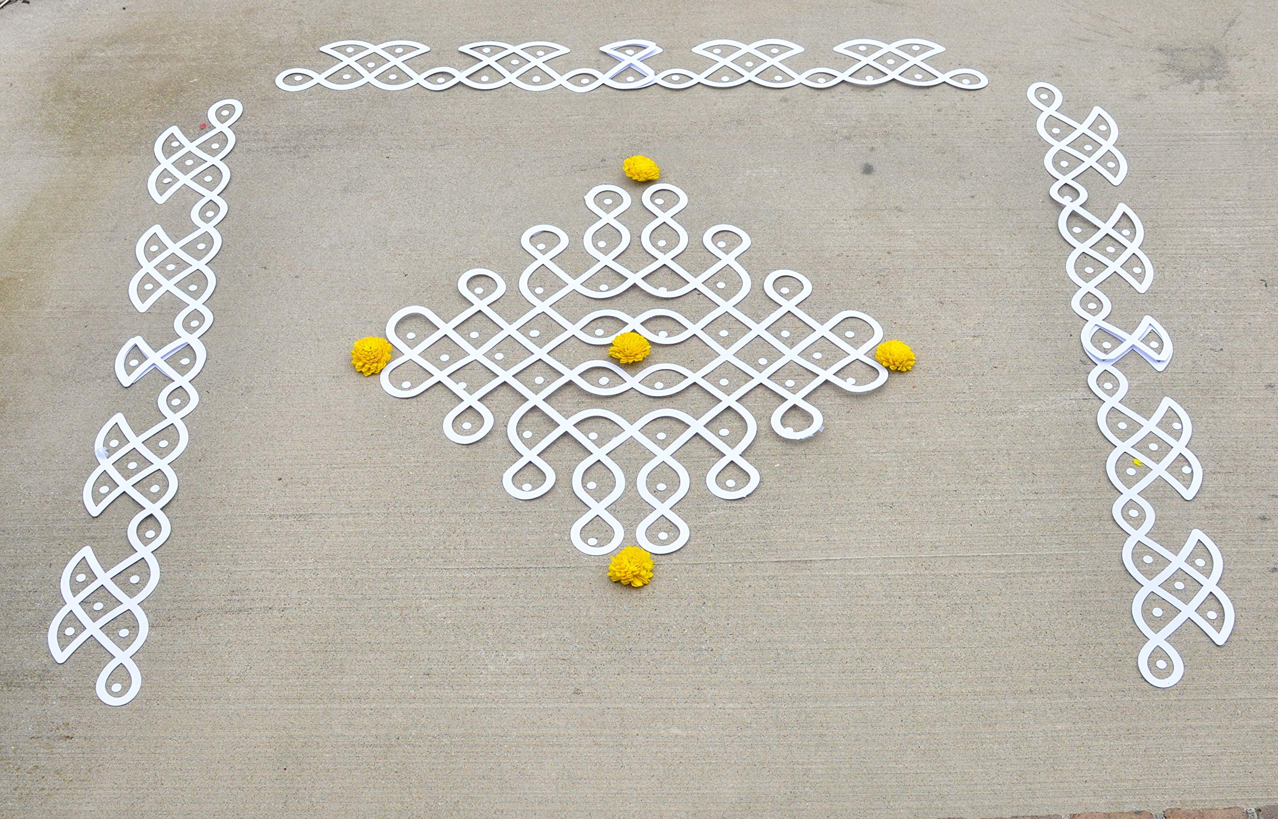 Muggu Kolam with Border Cutout | DIY Indian Backdrop | Traditional ...