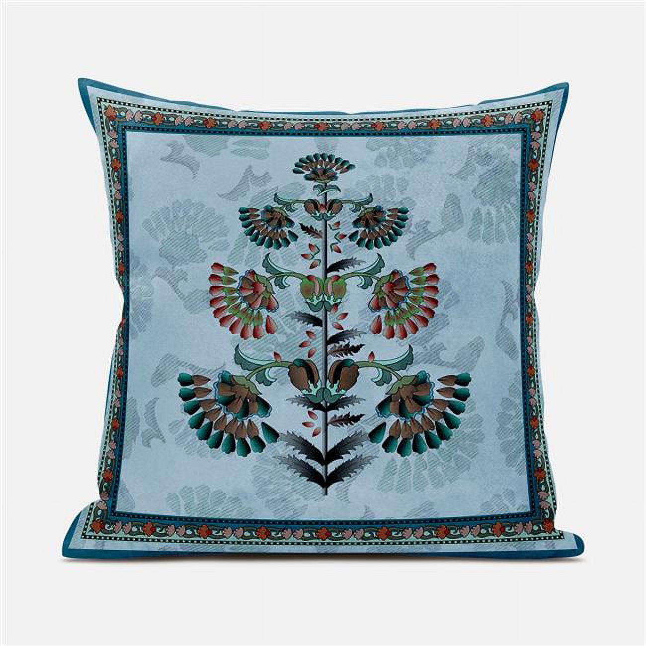 Mughal Buta Indoor/Outdoor Pillow in Sky Blue Red 20x20 - Walmart.com