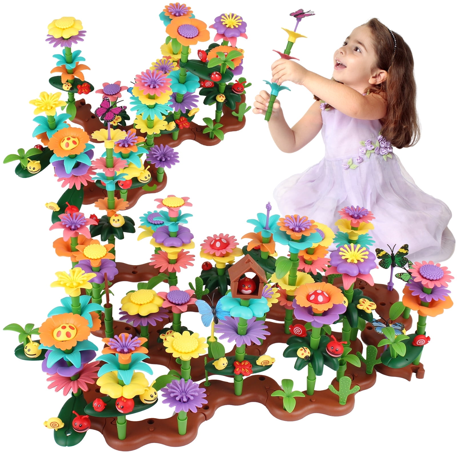 MuGo 274 PCS Flower Garden Playset for Girls, Educational STEM Toy, DIY ...