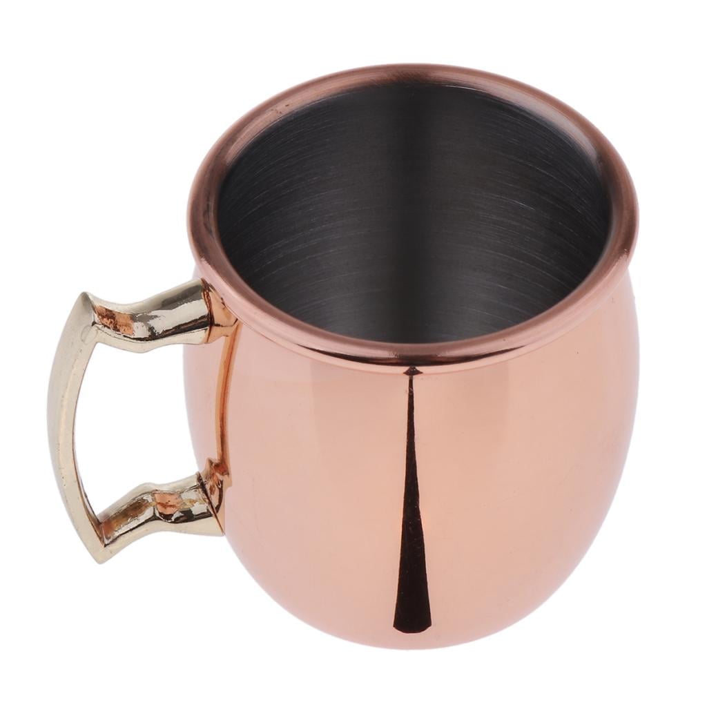 Mugs - Solid Copper - 2 Copper Cups with Handle for Drinking Icy Cold Cocktails, Coffee, Milk ...