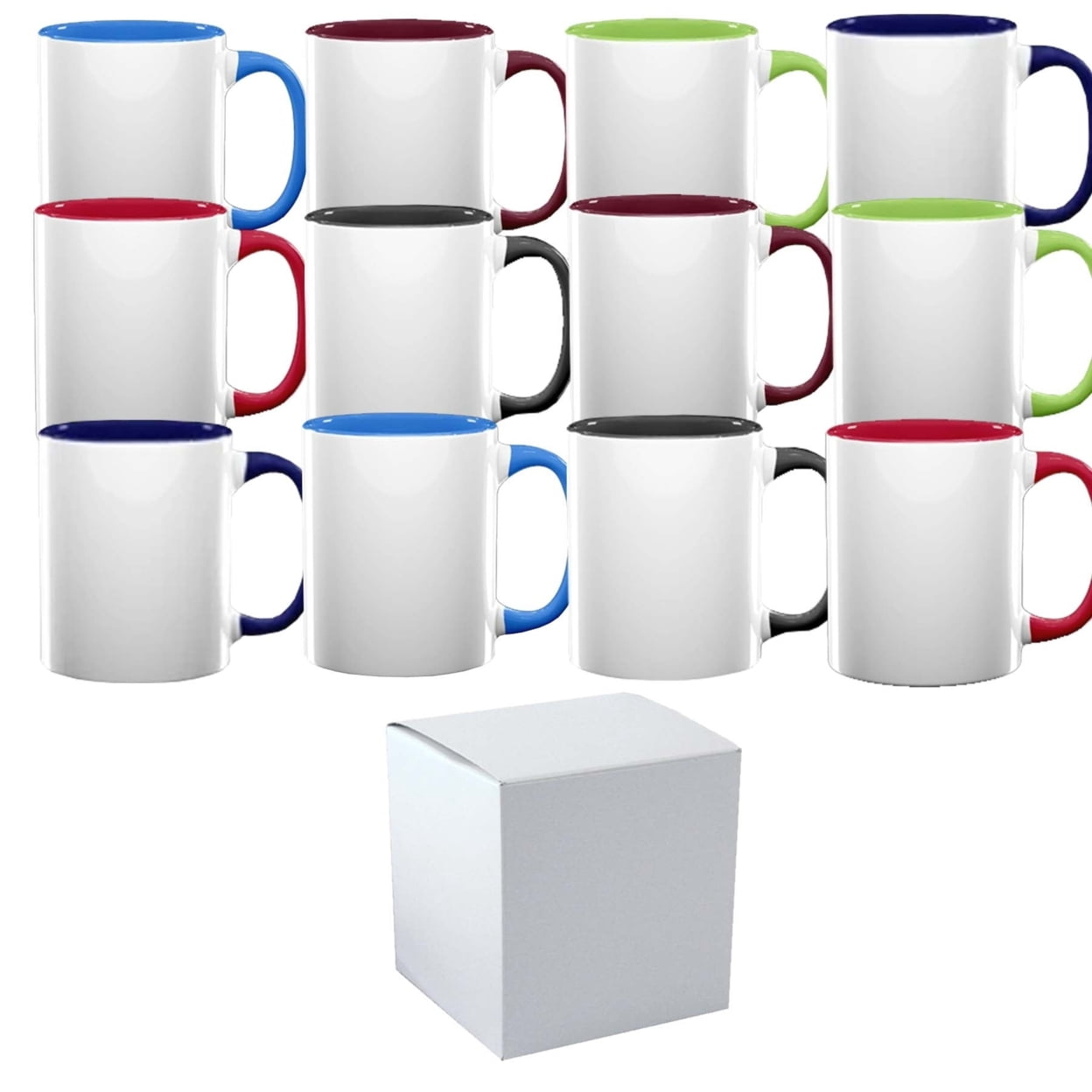 Mugsie 12 Pcs 11OZ Mixed Color Inner & Handle Sublimation Mugs with ...