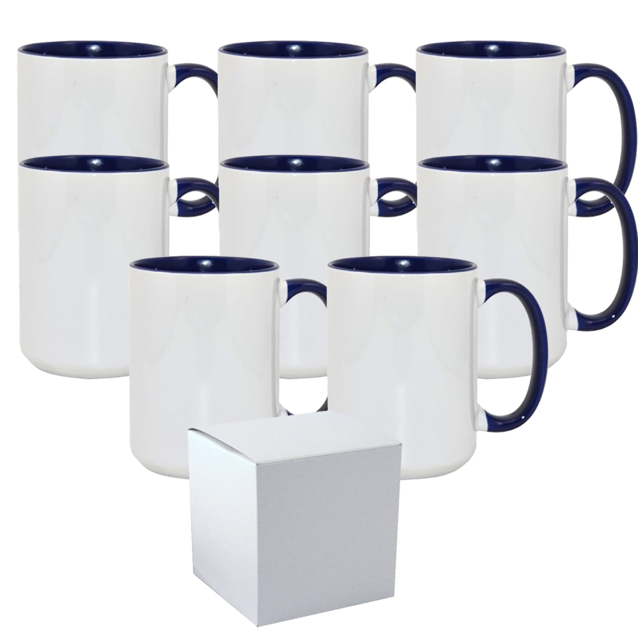 Mugsie 8 Pcs 15OZ El Grande Dark Blue Inside & Handle Sublimation Mugs ...