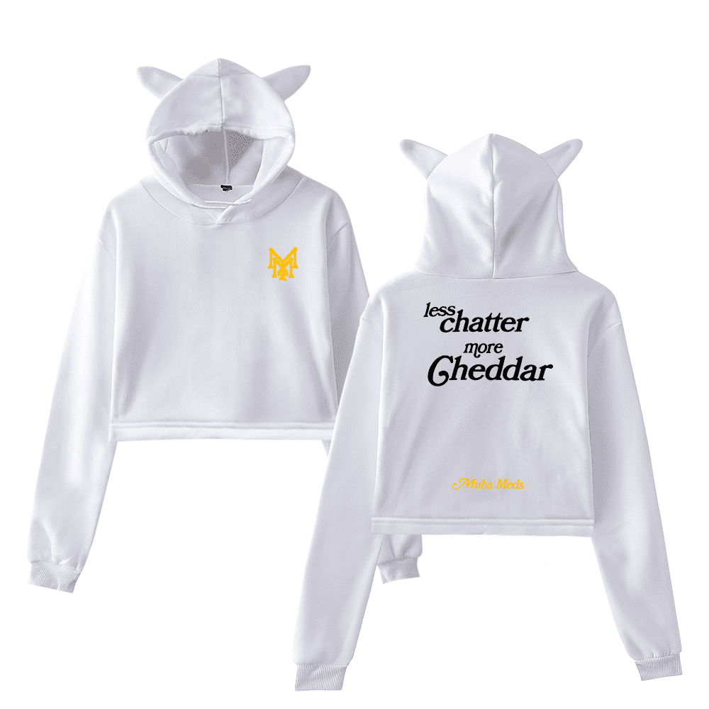 Muha Meds Merch More Cheddar Girl's Cute Cat Ear Cropped Pullover ...