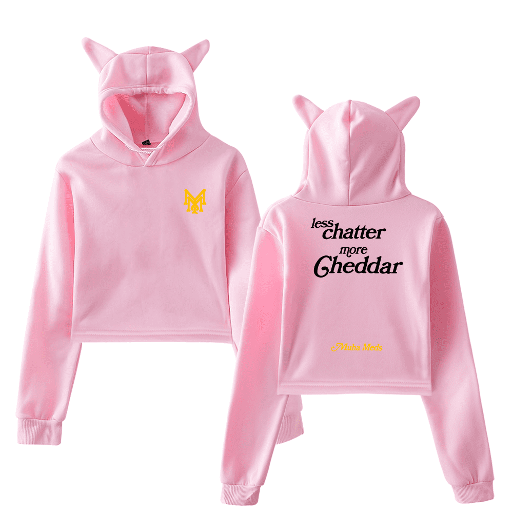 Muha Meds Merch More Cheddar Girl's Cute Cat Ear Cropped Pullover ...