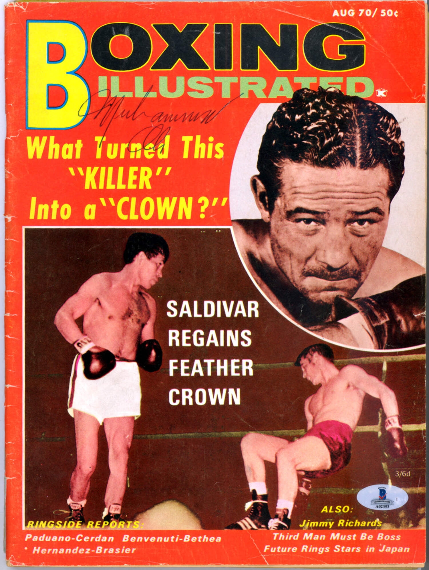 Muhammad Ali Autographed Boxing Illustrated Magazine Vintage Beckett ...