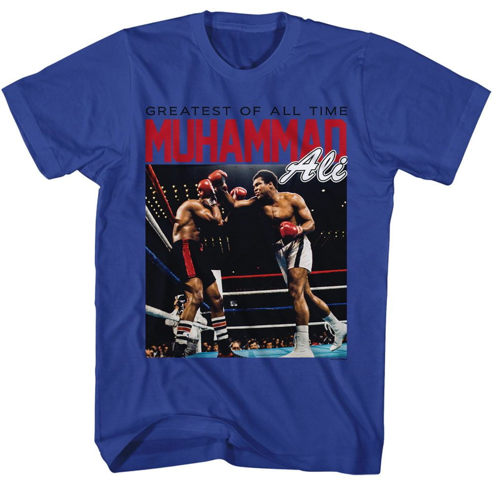 Muhammad Ali - Fight Ring Light - Blue Front Print Short Sleeve Adult T ...